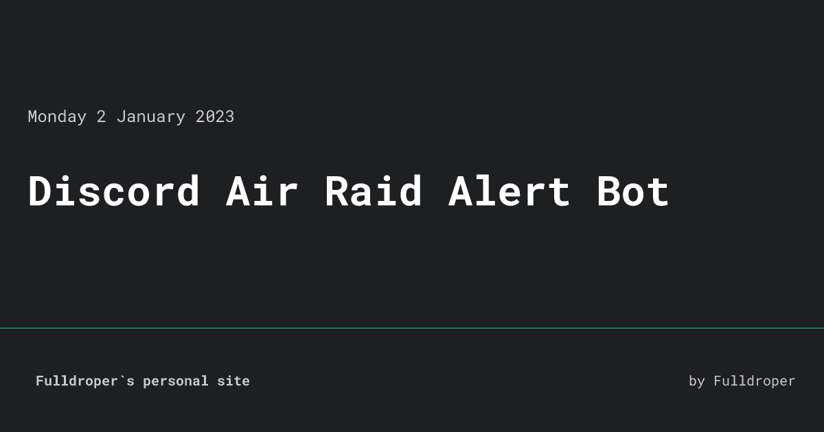 Discord Air Raid Alert Bot • Fulldroper`s personal site